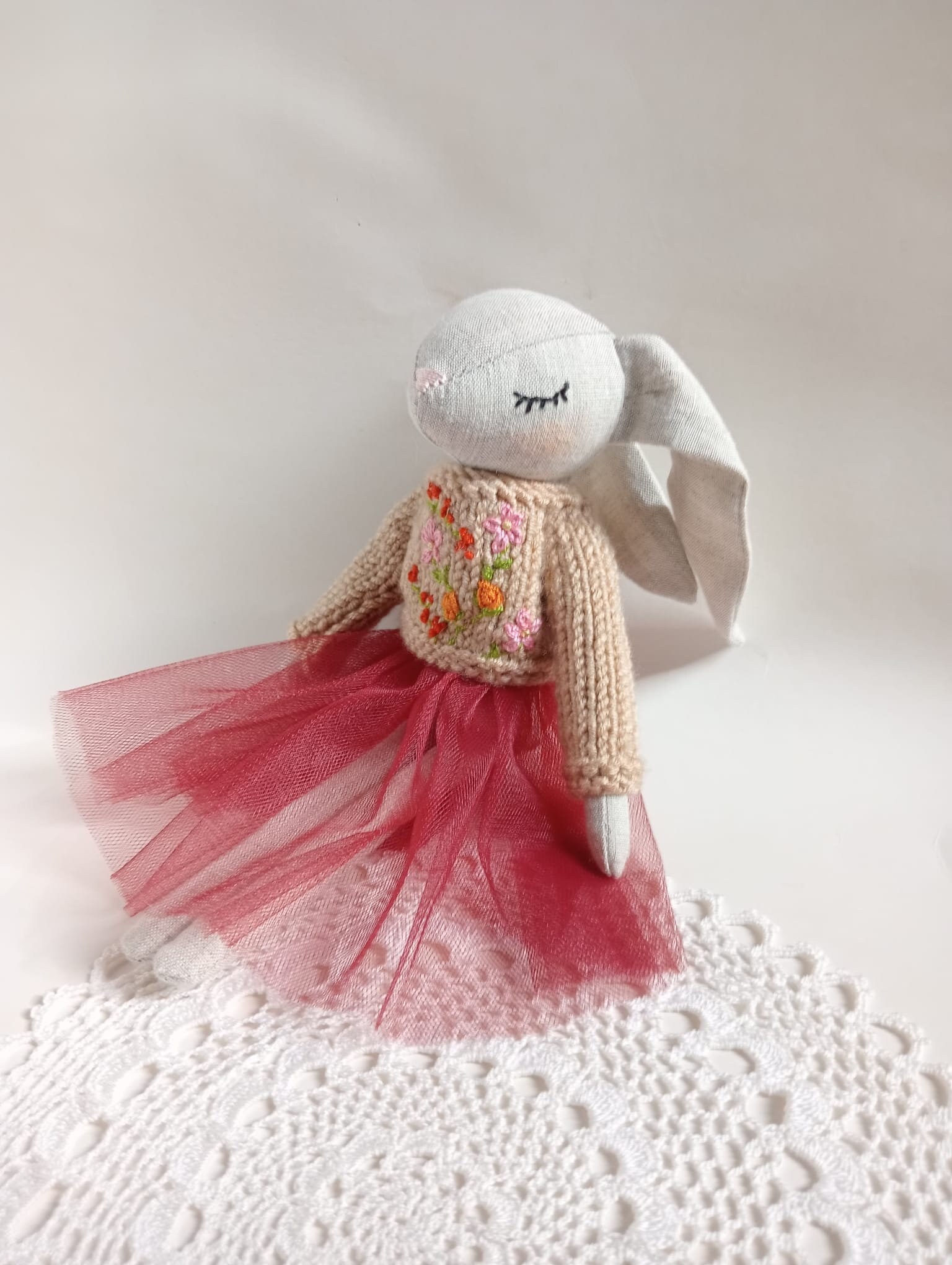 Handmade Bunny Doll ,linen Bunny Doll, Handmade Fabric Doll , Stuffed ...