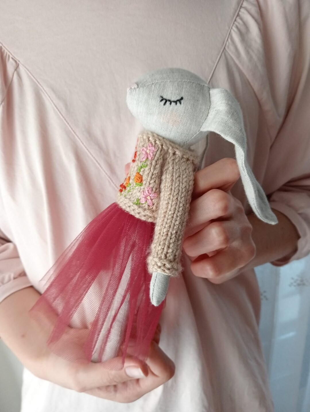 Handmade Bunny Doll ,linen Bunny Doll, Handmade Fabric Doll , Stuffed ...