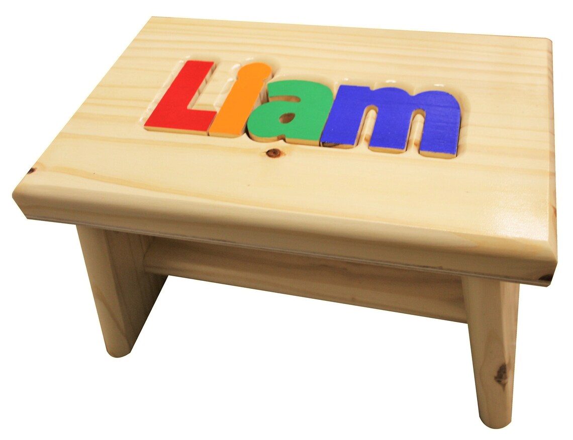 Puzzle Name Stool Personalized With Primary/pastel Colors or - Etsy