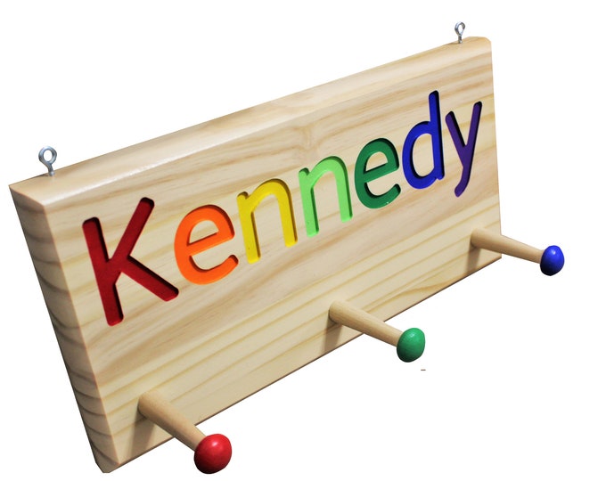 Coat Rack, Custom Word or Name, 5 Hook - Etsy