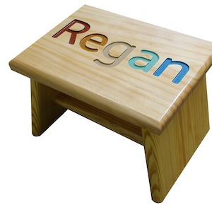 Personalized Kids Wooden Name Stool in Earth Tone Colors - Etsy
