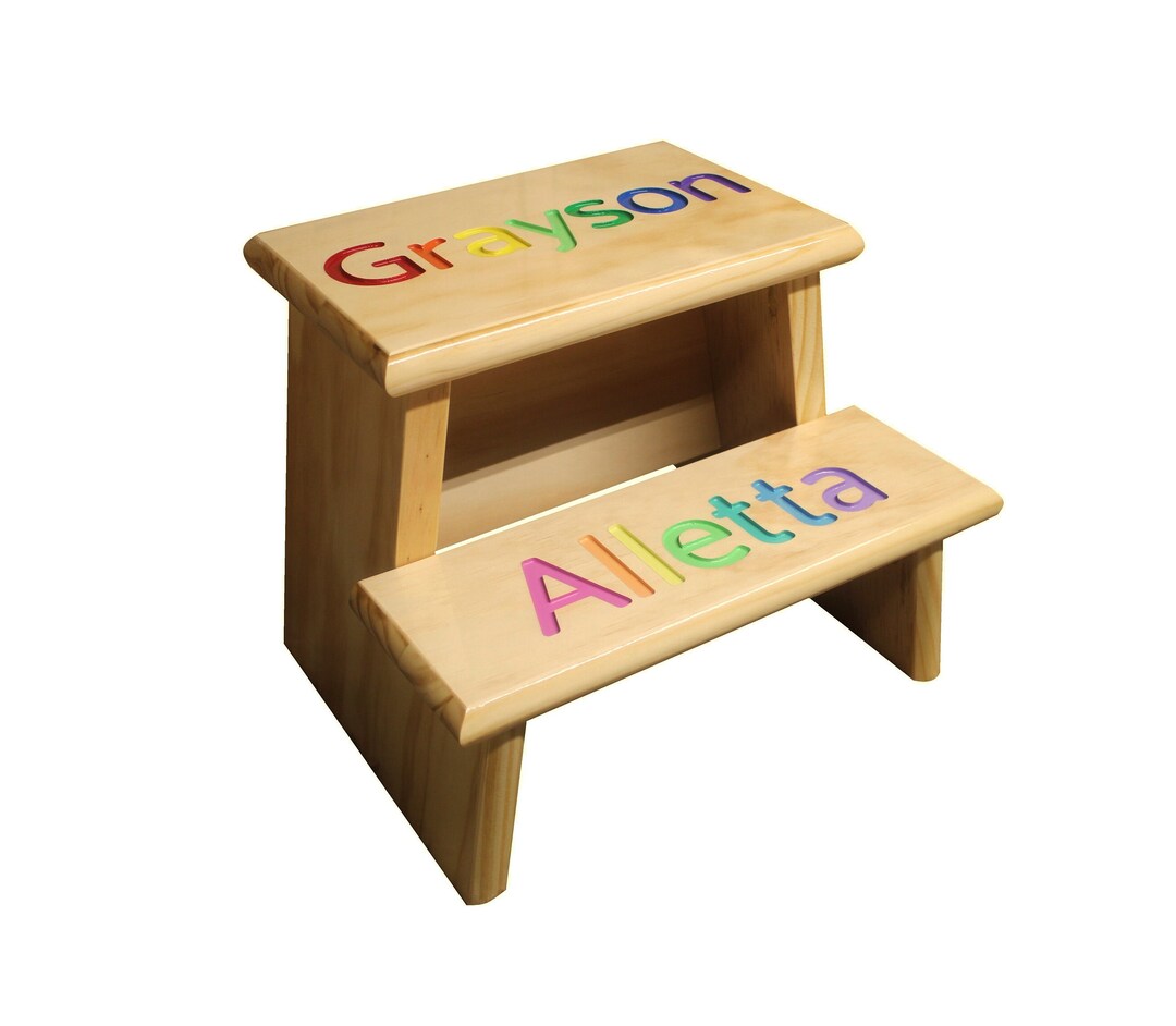 2 Step Personalized Name Stool With 2 Names Primary-pastel Colors - Etsy