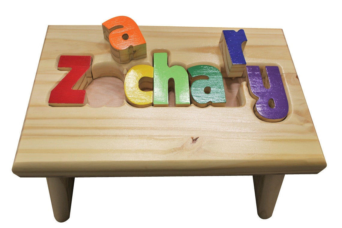 Puzzle Name Stool Personalized With Primary/pastel Colors or - Etsy