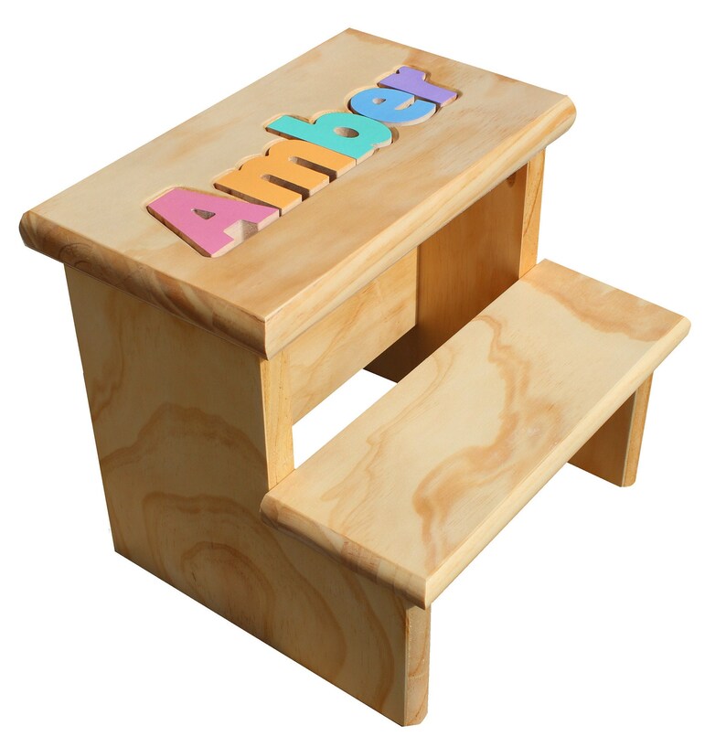 2 Step Personalized Puzzle Name Stool Primary or Pastel Colors - Etsy