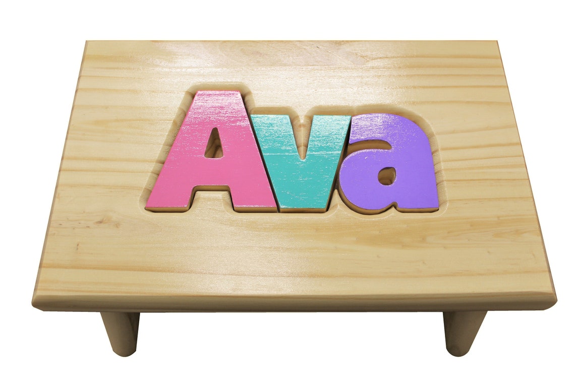 Puzzle Name Stool Personalized With Primary/pastel Colors or - Etsy