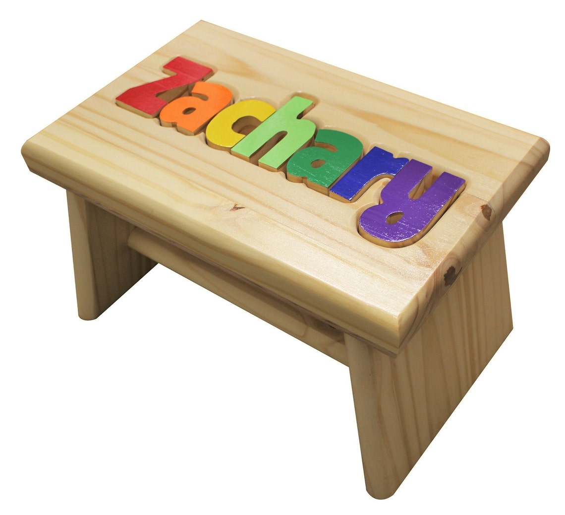 Puzzle Name Stool Personalized With Primary/pastel Colors or - Etsy