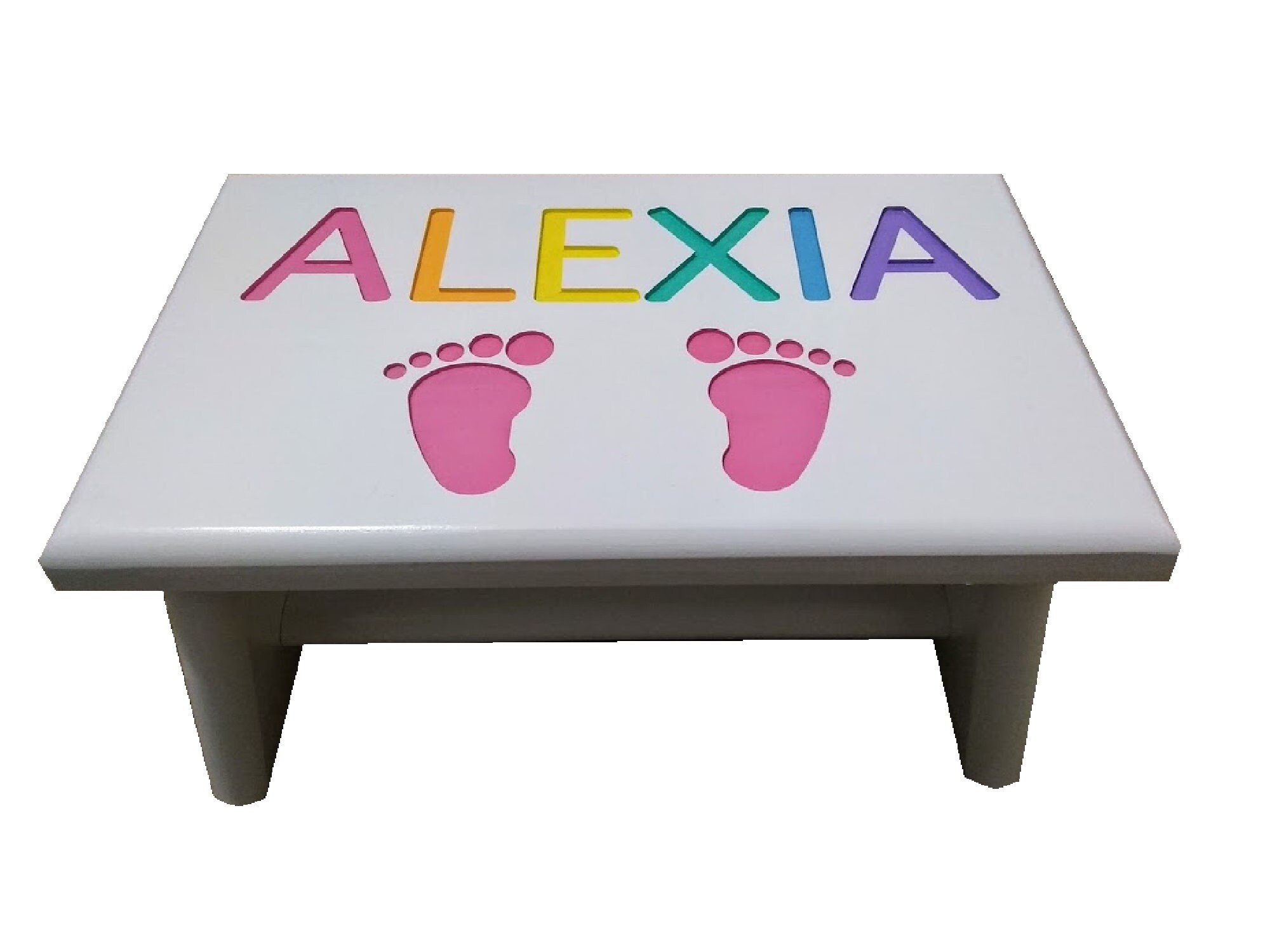 Personalized Kids Step Stool Large White Primary Colors or - Etsy