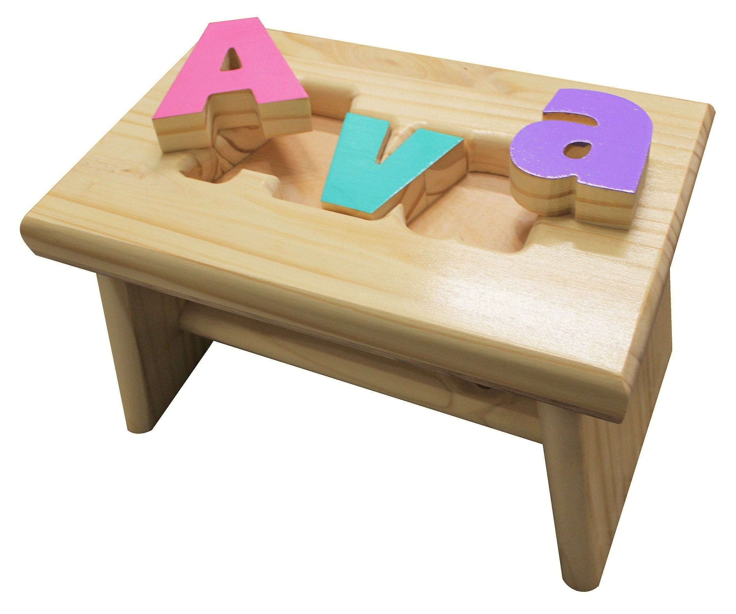 Puzzle Name Stool Personalized With Primary/pastel Colors or - Etsy