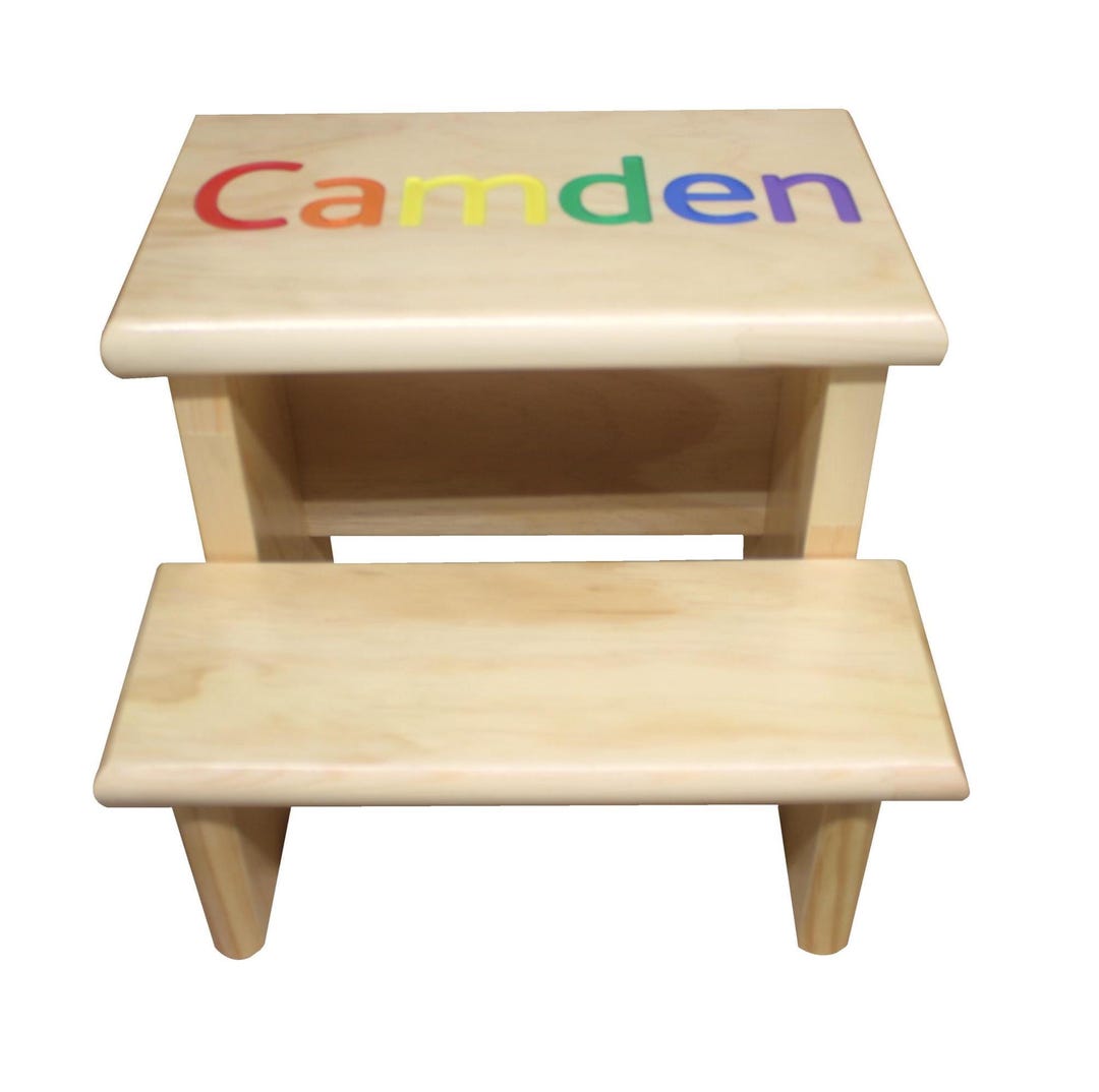 2 Step Personalized Engraved Name Stool Primary or Pastel Colors **NEW ...