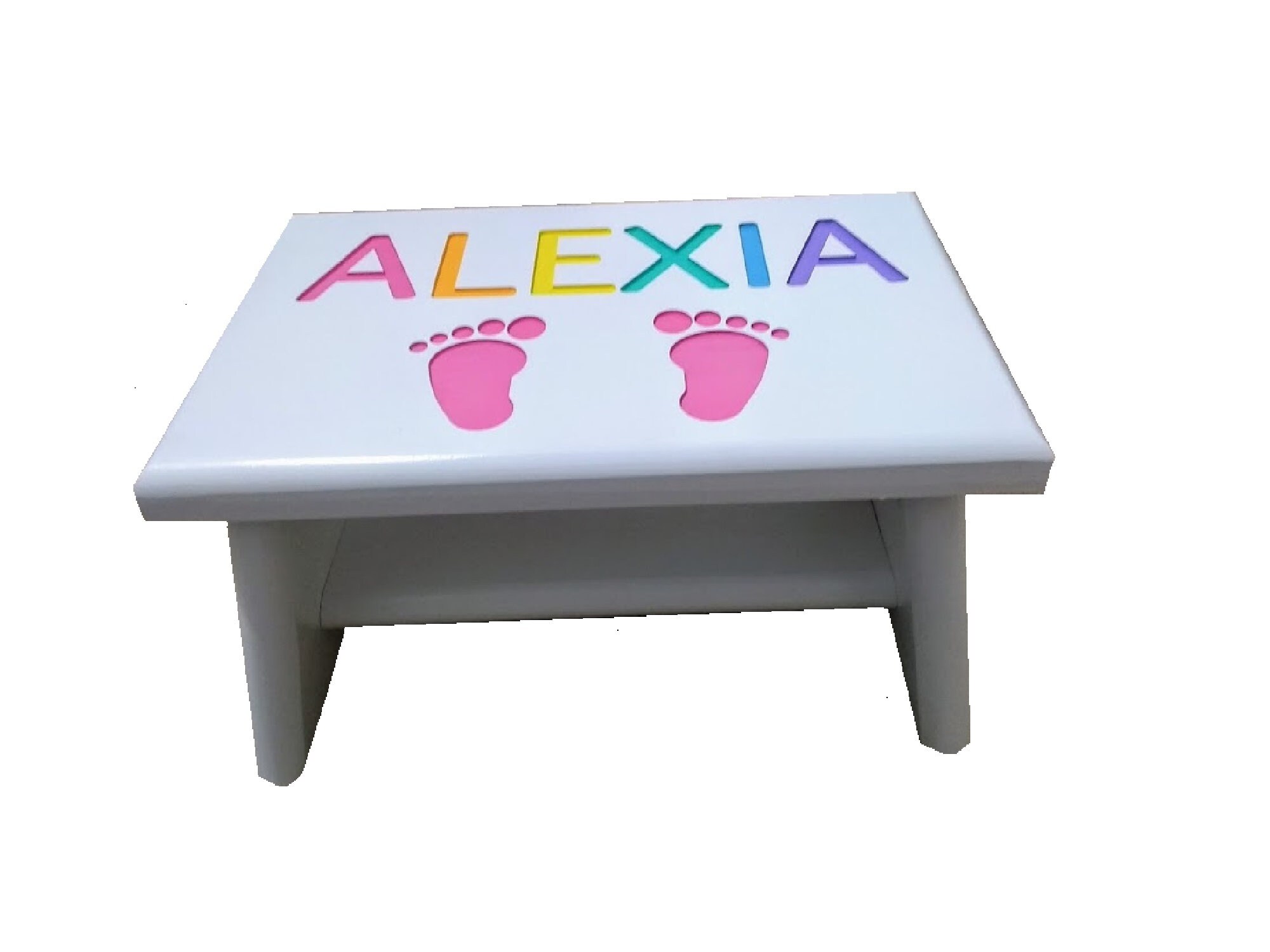 Personalized Kids Step Stool Large White Primary Colors or - Etsy
