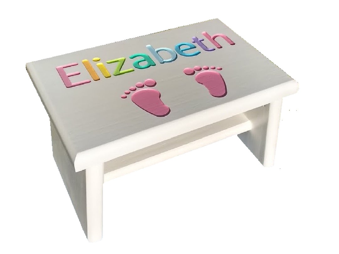 Personalized Kids Step Stool Large White Primary Colors or Pastel ...