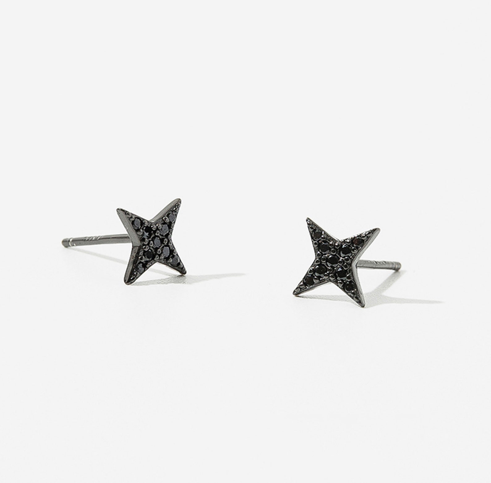 Pairs of Black Star Studs Sterling Silver Women Earrings Bar | Etsy