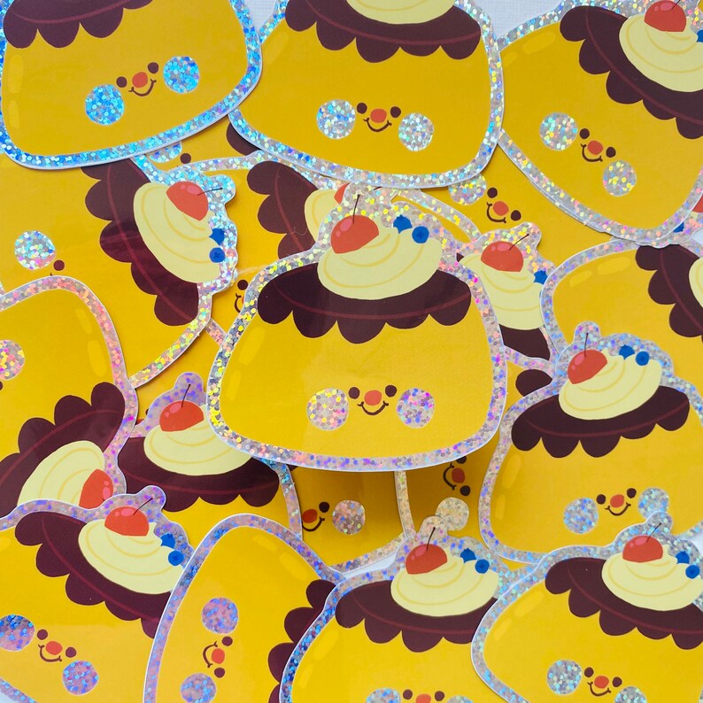 Pudding Glitter Sticker - Etsy