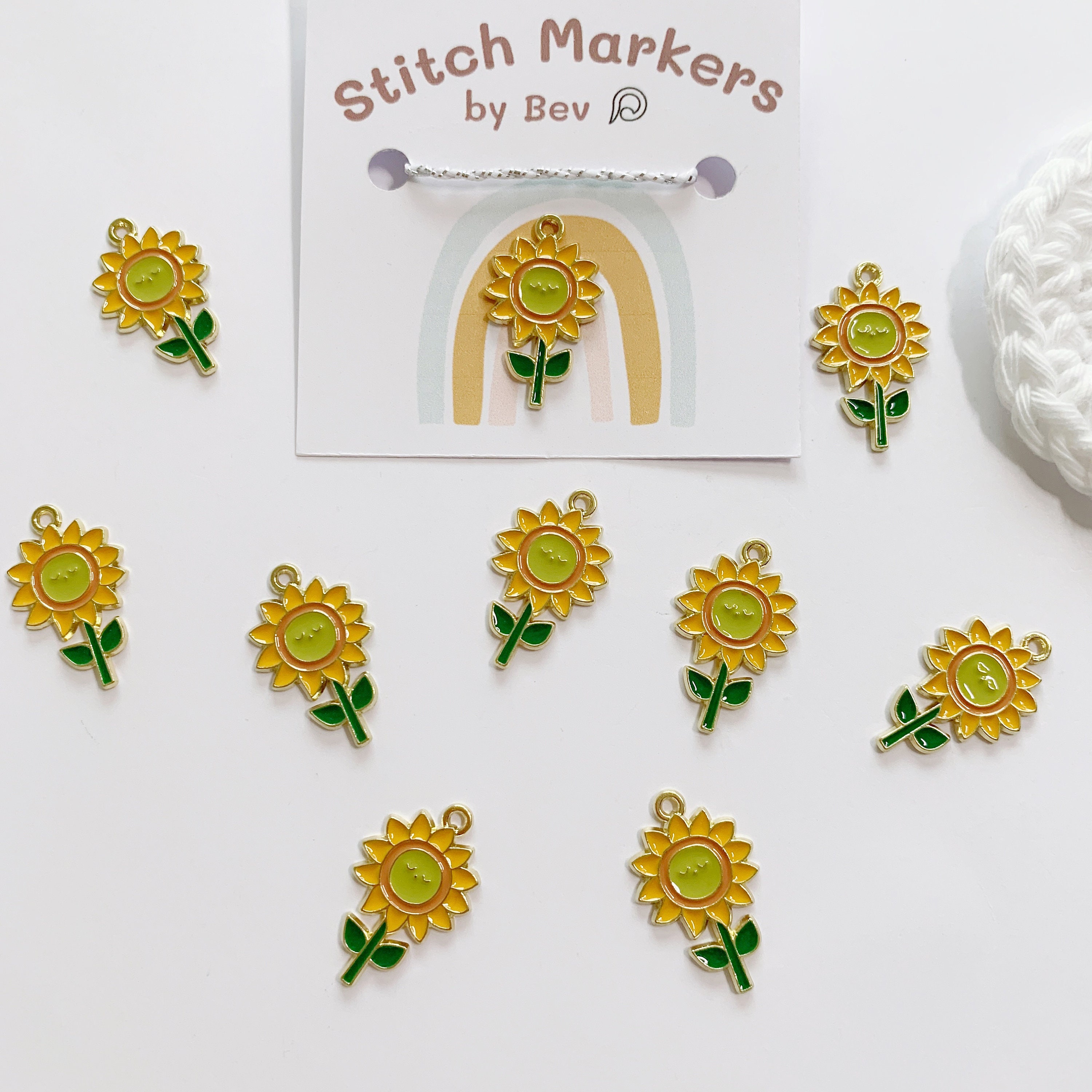 SUNFLOWER, LEAF STITCH Marker, Stitch Markers for Knitting and Crochet ...