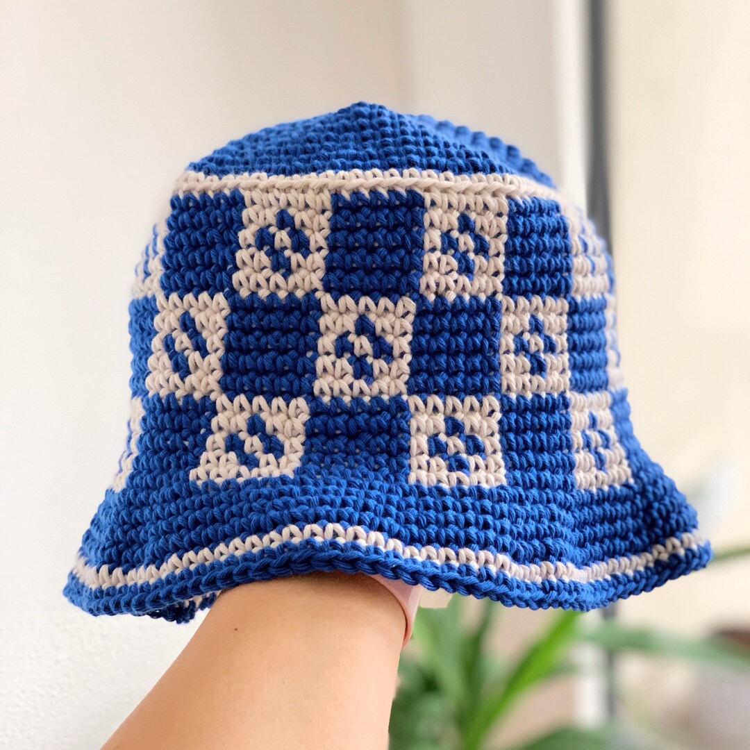 CROCHET BUCKET HAT, Checkered Bucket Hat, Customisable in Different ...