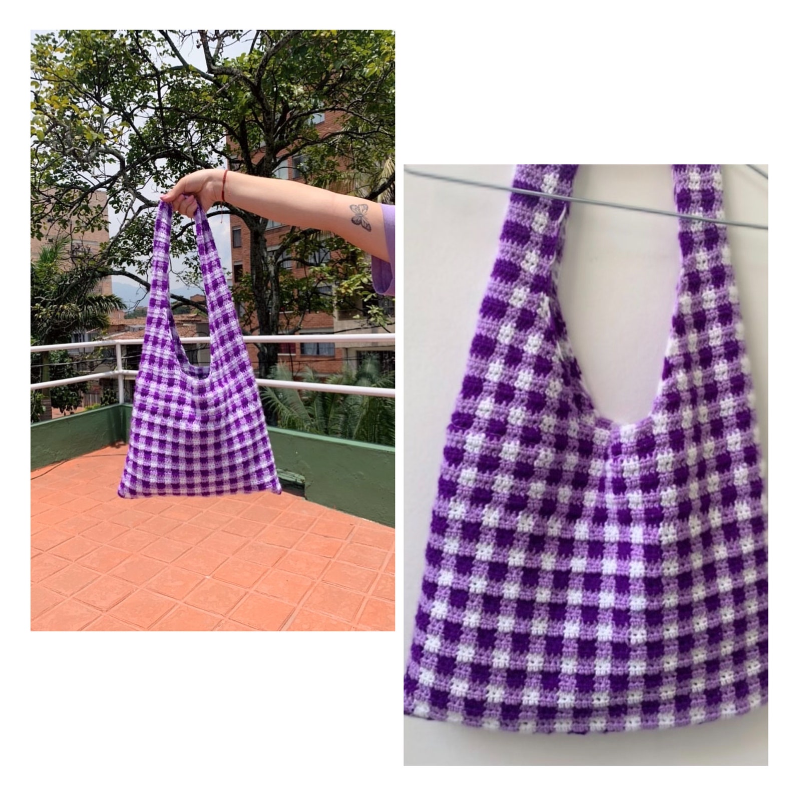 CROCHET GINGHAM BAG Pattern - Pdf Written Pattern - Etsy