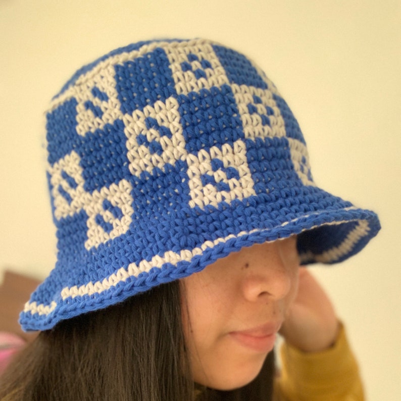 CROCHET BUCKET HAT, Checkered Bucket Hat, Customisable in Different ...