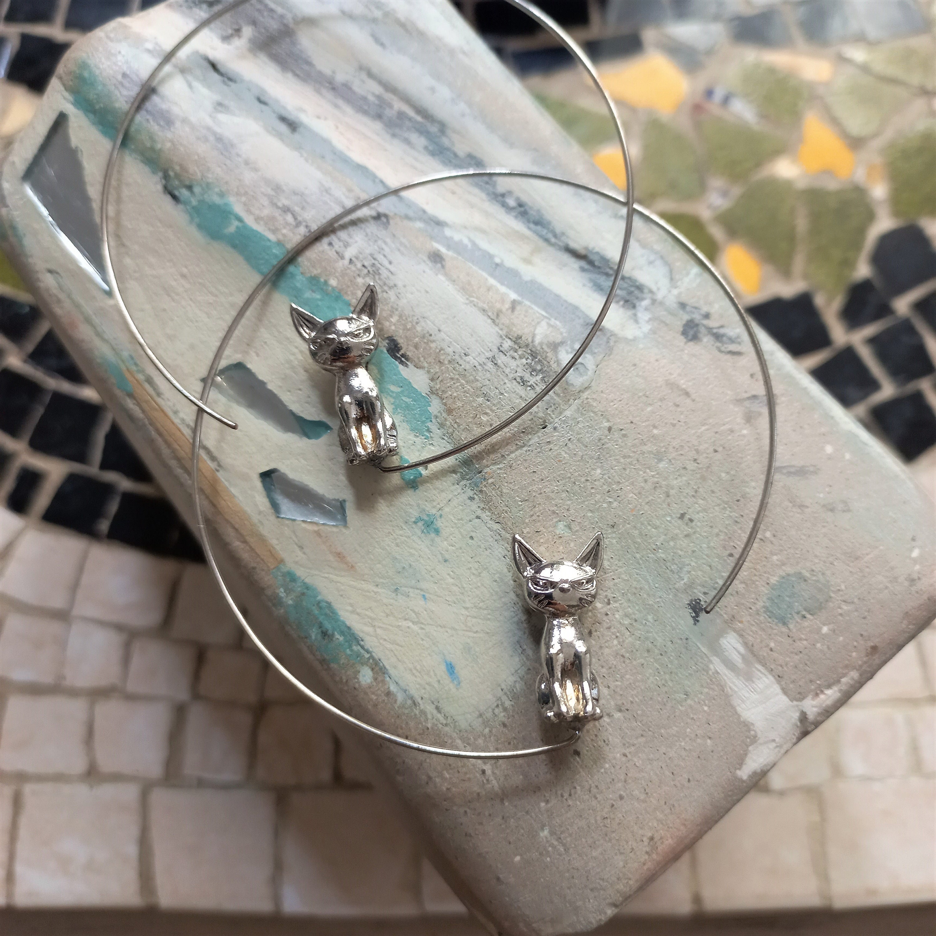 Large Hoop Earrings With Cute Cats Sitting on Them 3D Cat Can - Etsy