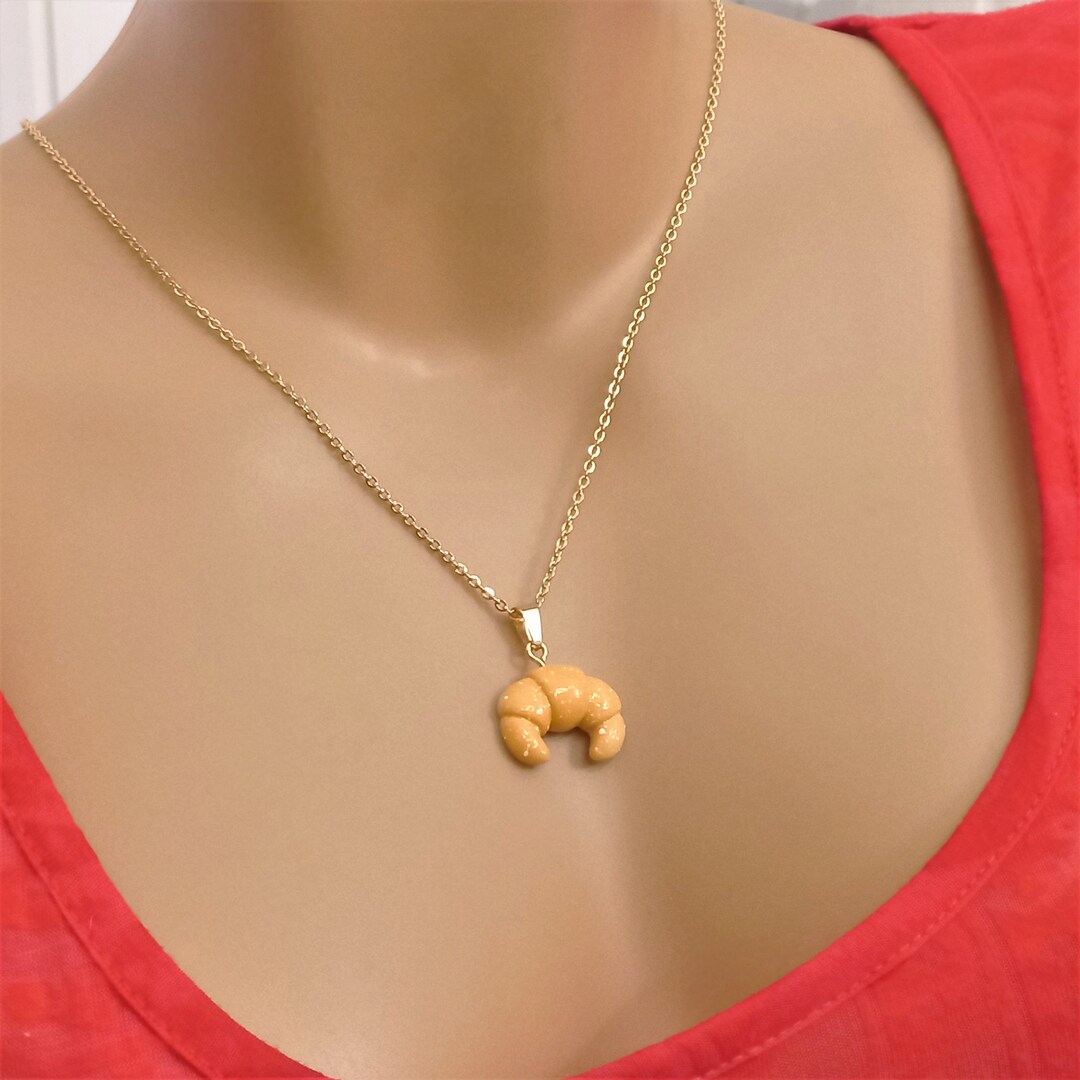 Cute Croissant Necklace. Stainless Steel Chain. Hypoallergenic Kawaii ...