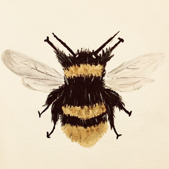 Hand Painted original Bee in Acrylic on A5 Canvas | Etsy