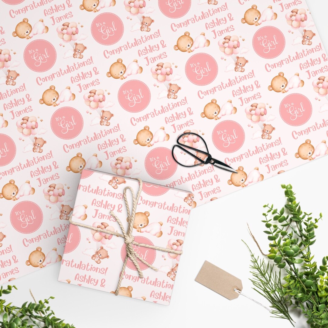 Personalized New Baby Wrapping Paper, Custom Name Baby Gift Wrap, Baby ...