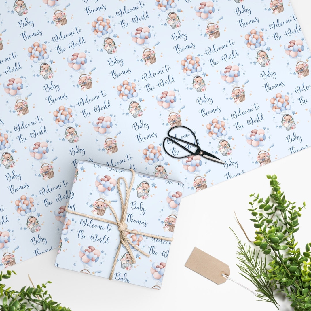 Personalized New Baby Wrapping Paper, Custom Name Gift Wrap, Baby ...