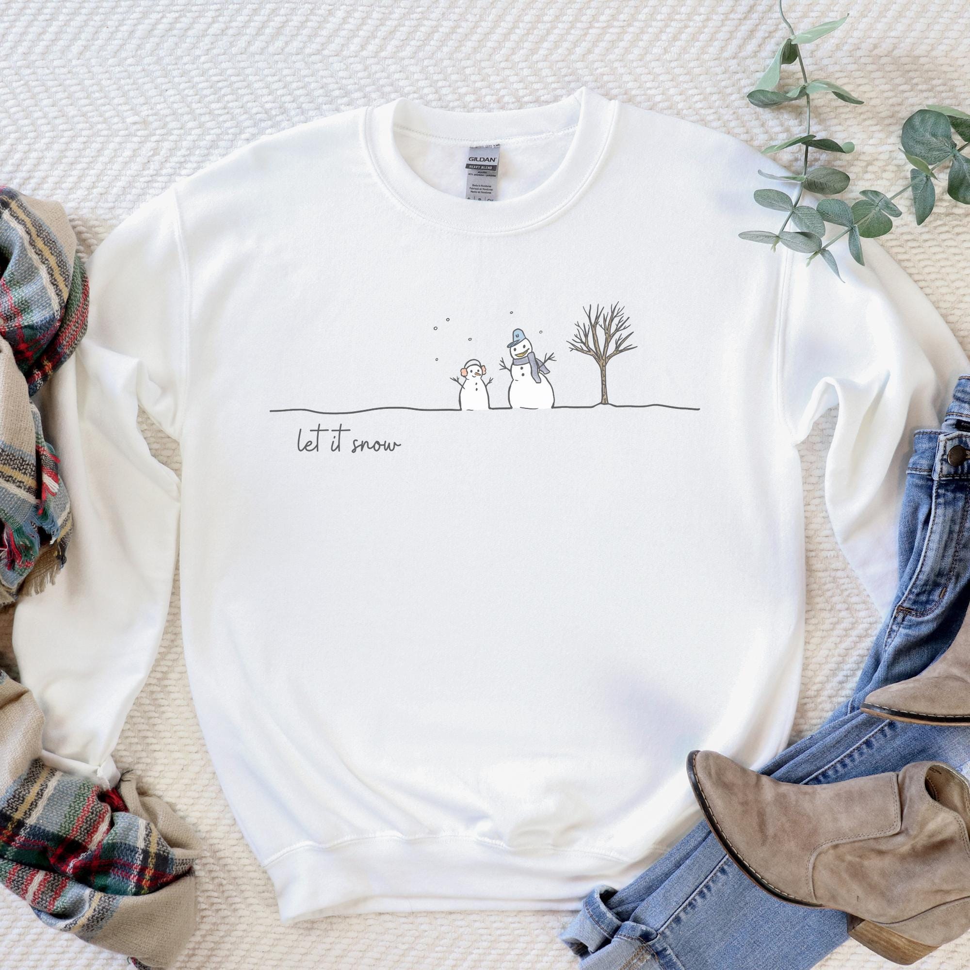 Let It Snow Sweatshirt, Cute Snowman Sweatshirt, Mom or Sister Gift ...