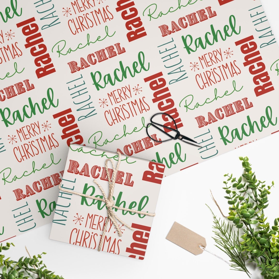 Personalized Name Christmas Wrapping Paper, Custom Holiday Gift Wrap ...