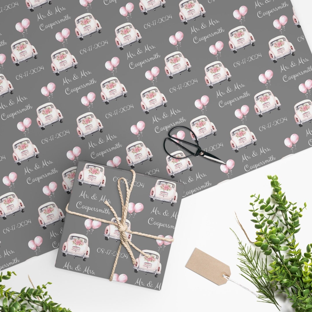 Personalized Wedding Wrapping Paper, Custom Couple Marriage Gift Wrap ...