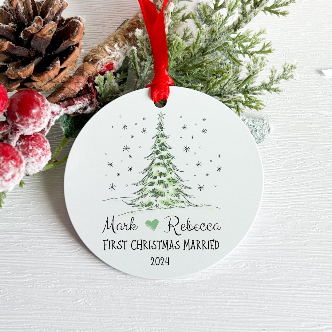 Custom First Christmas Married Ornament, Sentimental Xmas Husband Wife ...