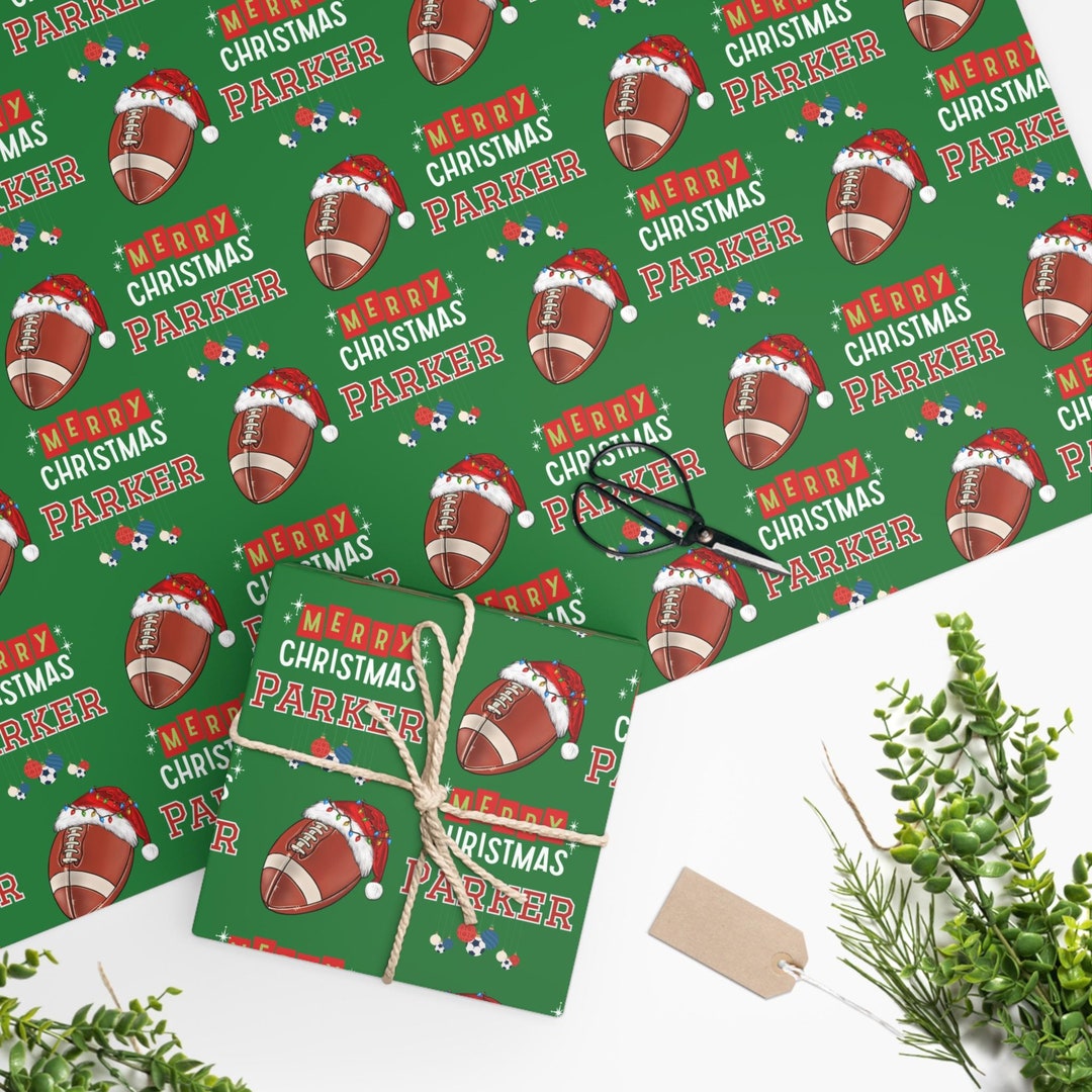 Personalized Football Christmas Wrapping Paper, Custom Gift Wrap ...