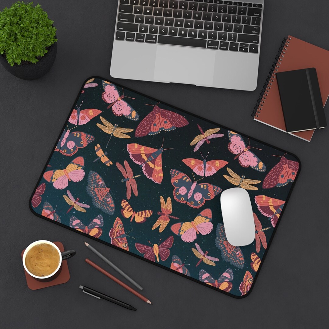 Cottagecore Moth Dragonfly Desk Pad: Large Gaming Computer Mat - Etsy