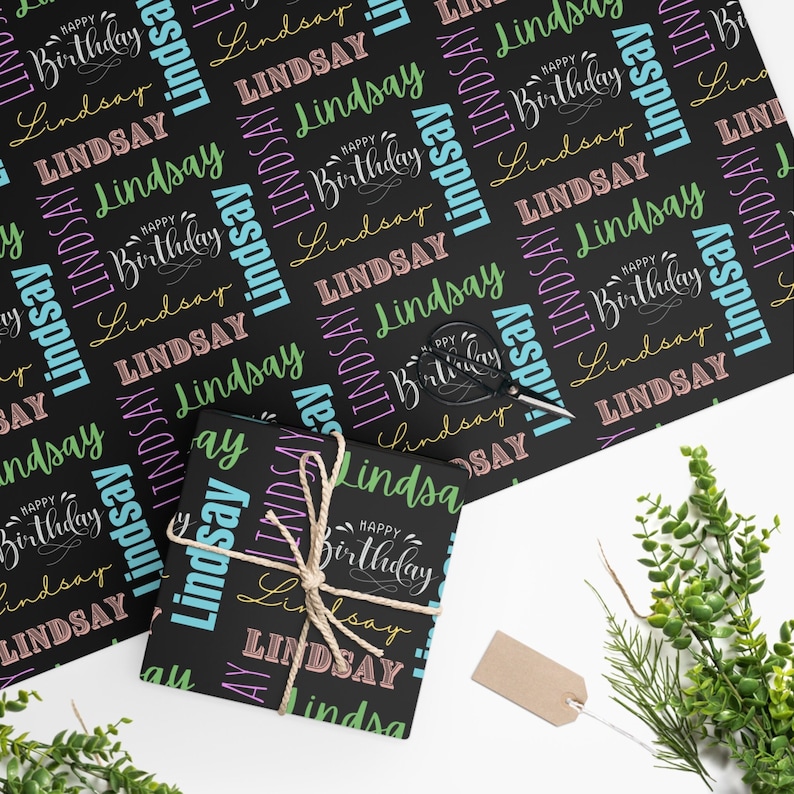 Personalized Happy Birthday Wrapping Paper, Custom Name Wrapping Paper ...
