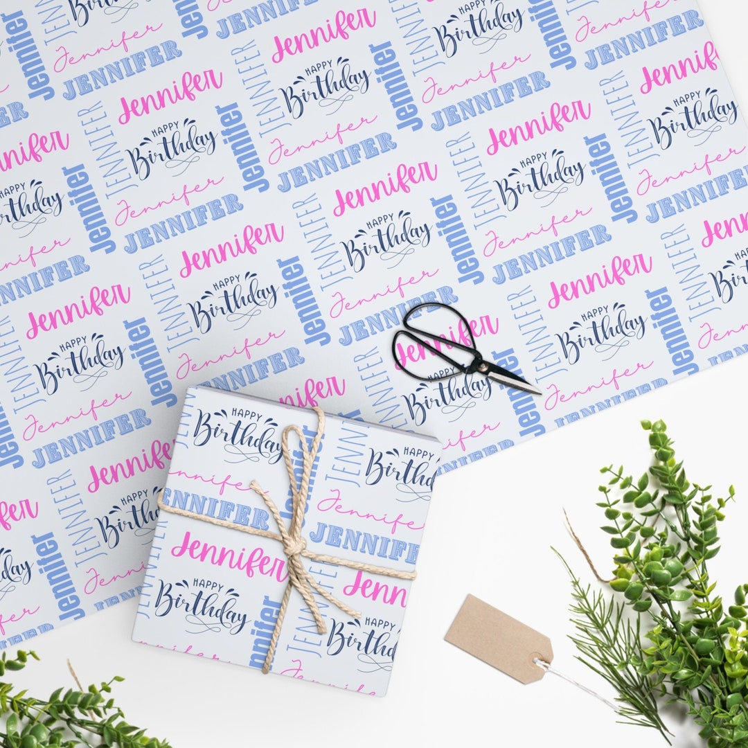 Personalized Happy Birthday Wrapping Paper: Custom Name Collage - Etsy