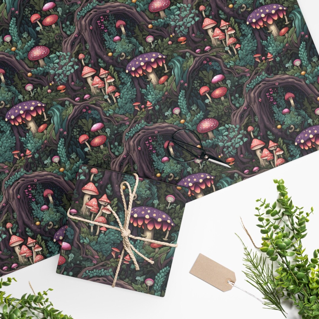 Cottagecore Mushroom Forest Wrapping Paper, Mythical Fairy Wedding Gift ...