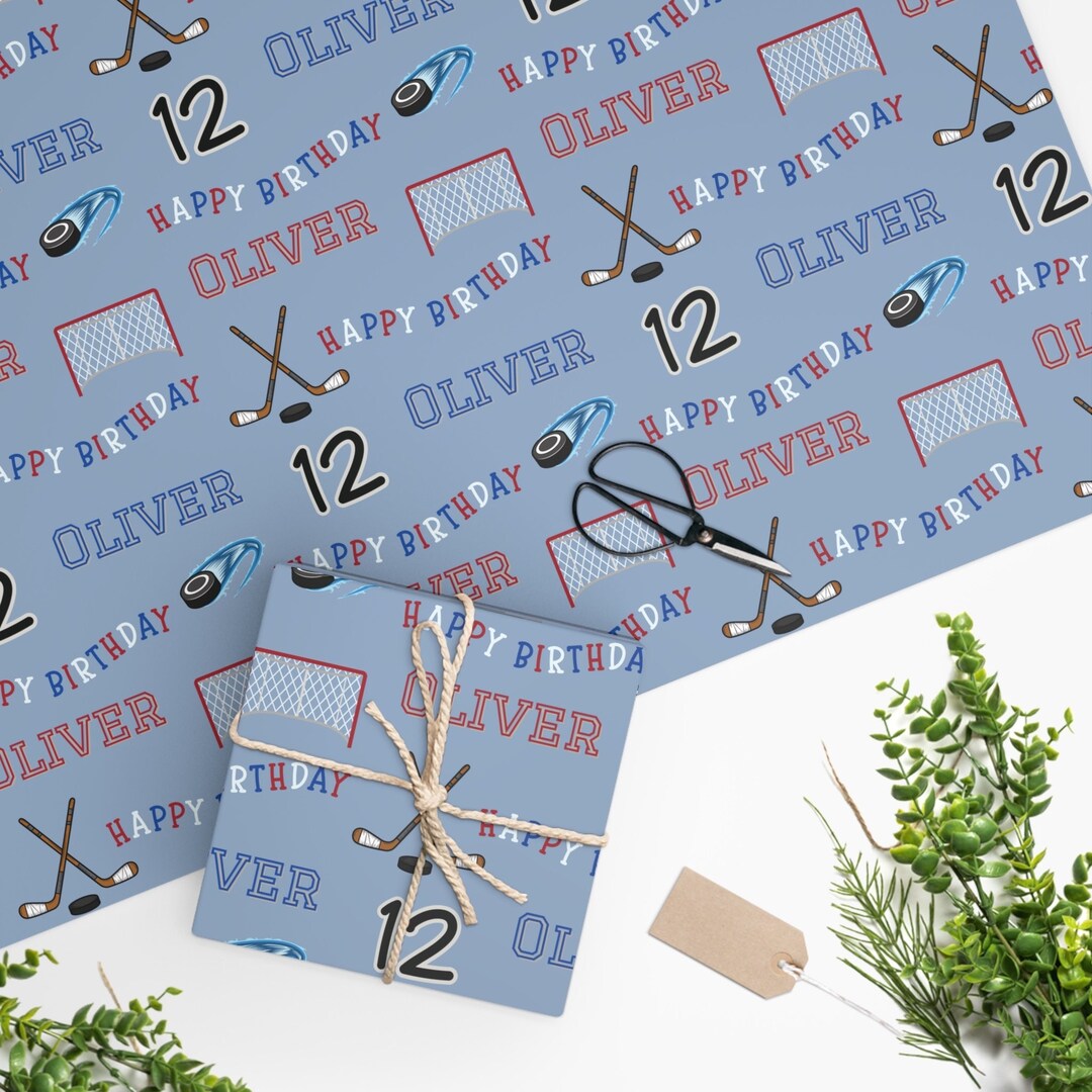 Personalized Hockey Birthday Wrapping Paper: Custom Name Gift Wrap - Etsy