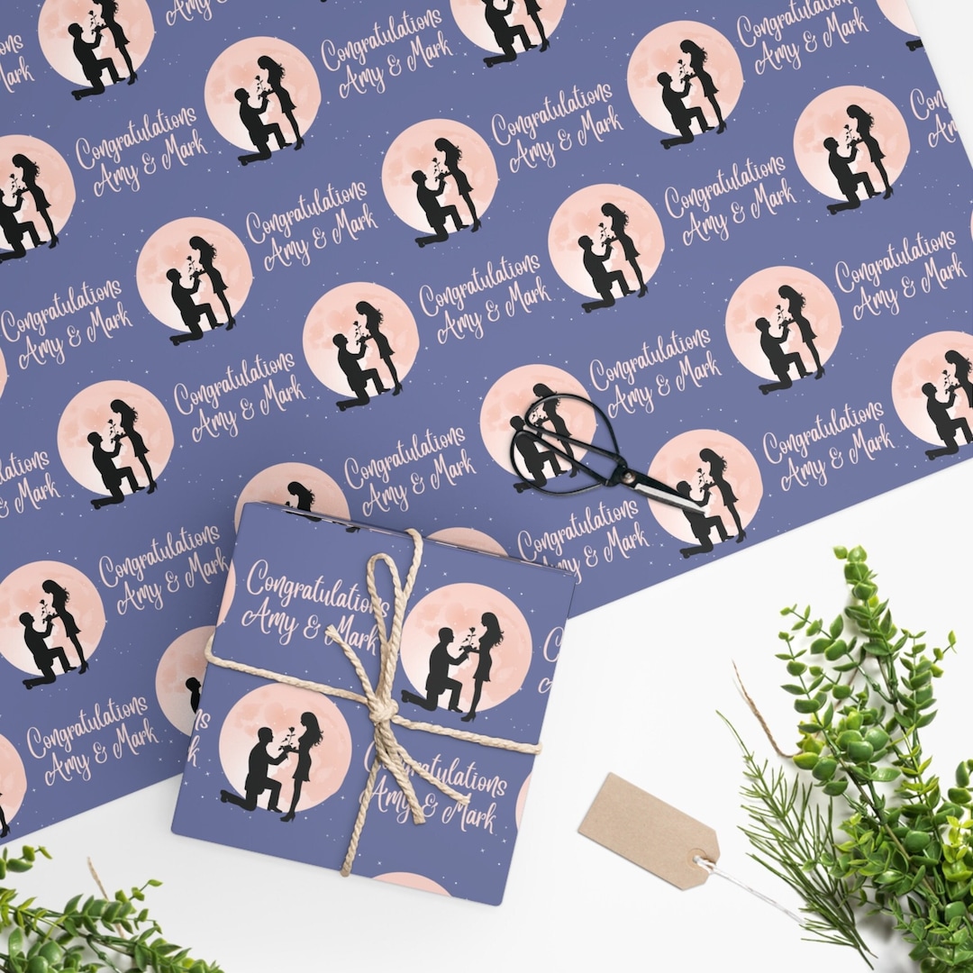 Personalized Engagement Wrapping Paper, Custom Engagement Gift Wrap ...