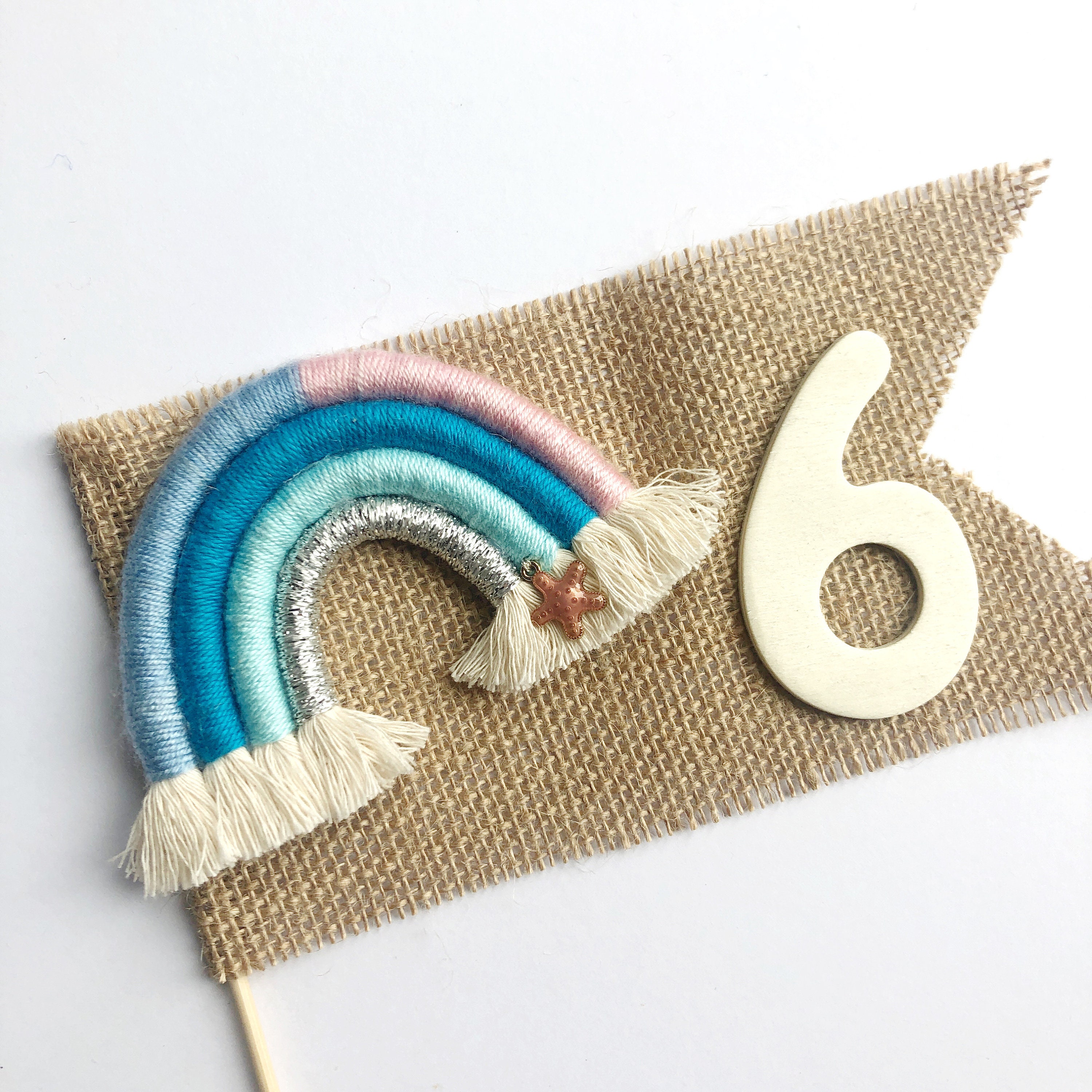 Birthday Cake Topper Age 6 Cake Topper Mermaid Cake Topper | Etsy