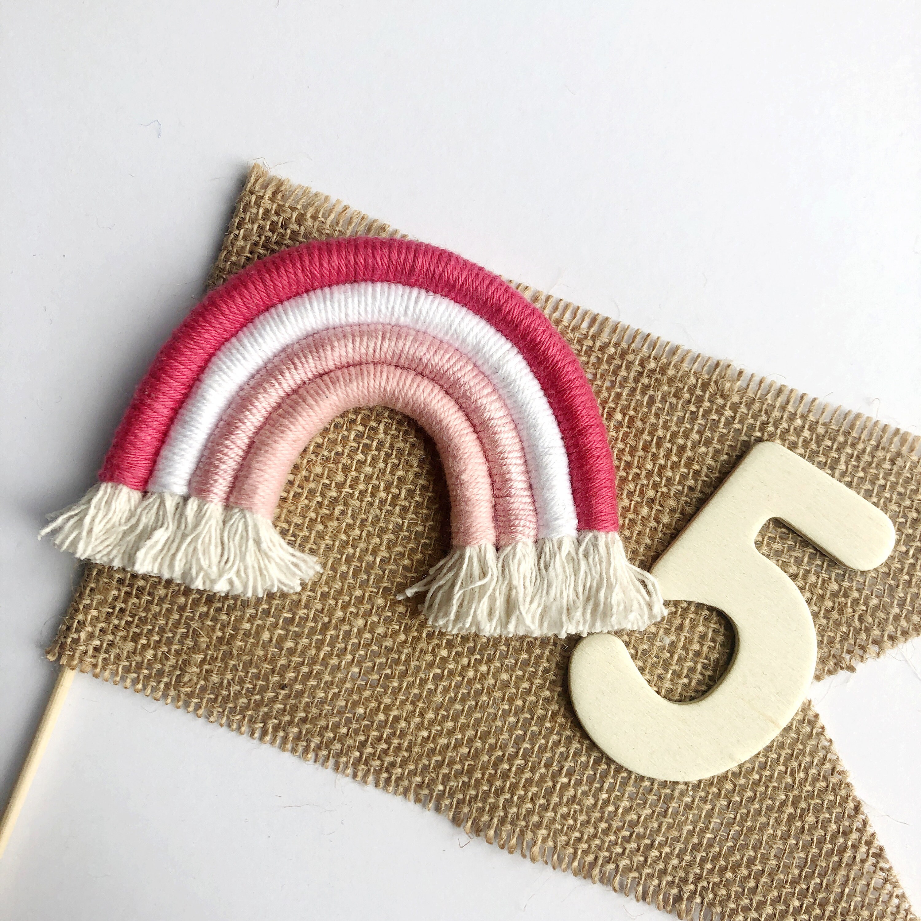 Birthday Cake Topper Age 5 Cake Topper Pink Cake Topper 5 | Etsy