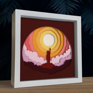 3d Cloudy Sunset Landscape, Shadow Box Svg, Files for Cricut, for ...
