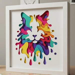 3d Cat, Shadow Box Templates / SVG for Cardstock / 3D Cat Shadow Box ...