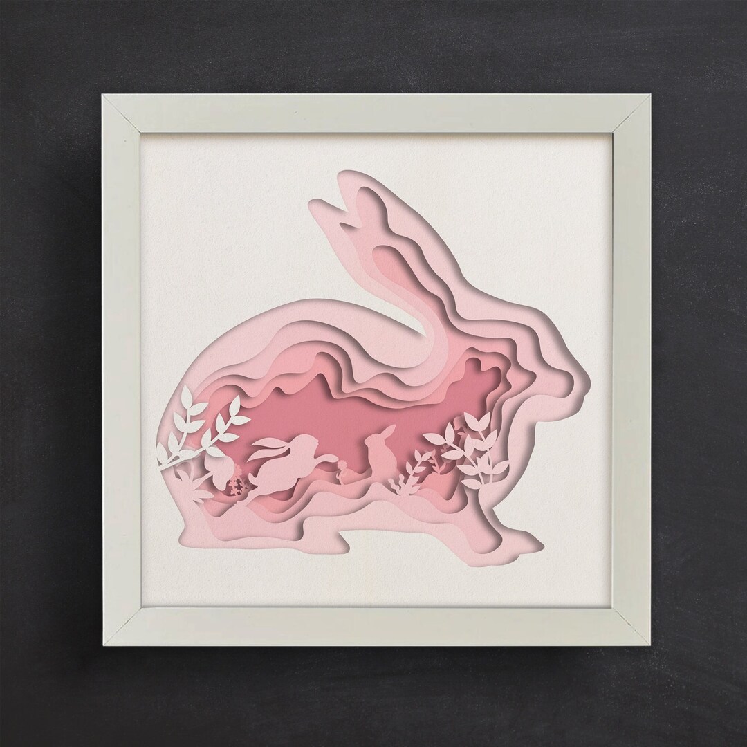 3D Easter Bunny Shadow Box Template: Floral SVG, Cricut, Silhouette (digital Download) - Etsy