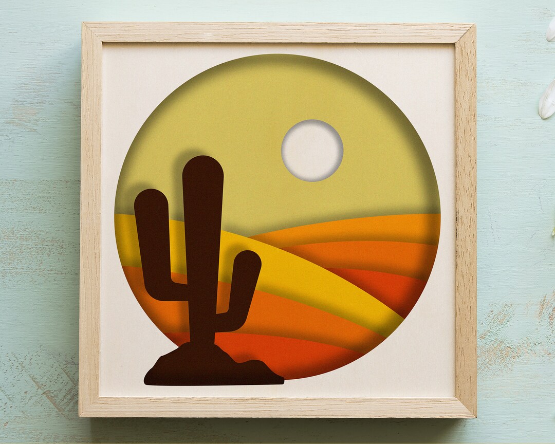 3D Desert Shadow Box 3D Landscape Papercut 3D Silhouette - Etsy