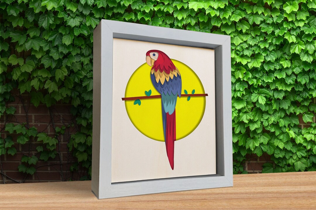 3d Colorful Parrot Svg, Shadow Box Svg, 3d Bird Svg, Files for Cricut ...