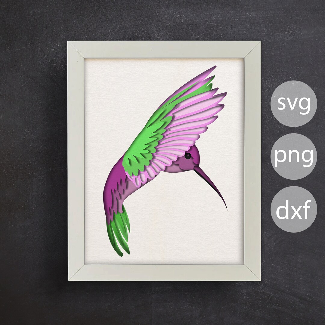 3d Hummingbird SVG, Shadow Box Template, Bird 3D SVG Shadowbox, Layered ...