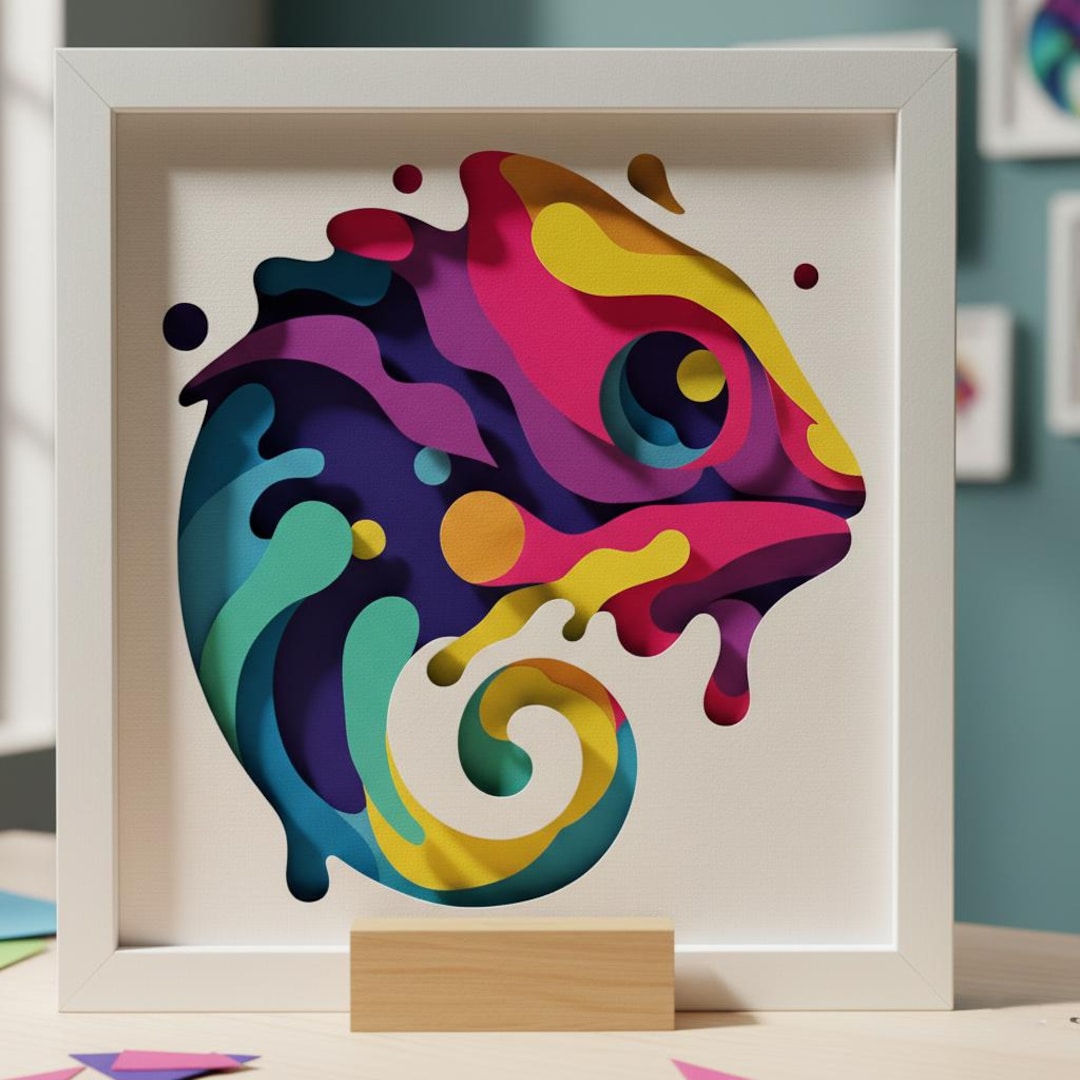 Chameleon Shadow Box SVG – Layered Papercut Wall Art for Cricut ...