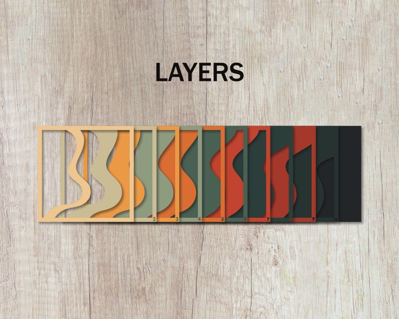 Abstract Layered Waves Shadow Box SVG – 3D Paper Cut File for Cricut ...