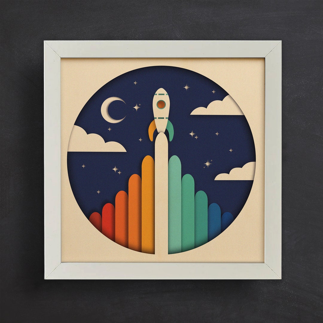 3d Space Rockets Shadow Box, Files for Cricut, for Silhouette, Laser ...