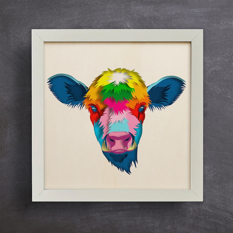 3d Cow Shadow Box SVG Highland Cow SVG Multicolor Papercut - Etsy Australia