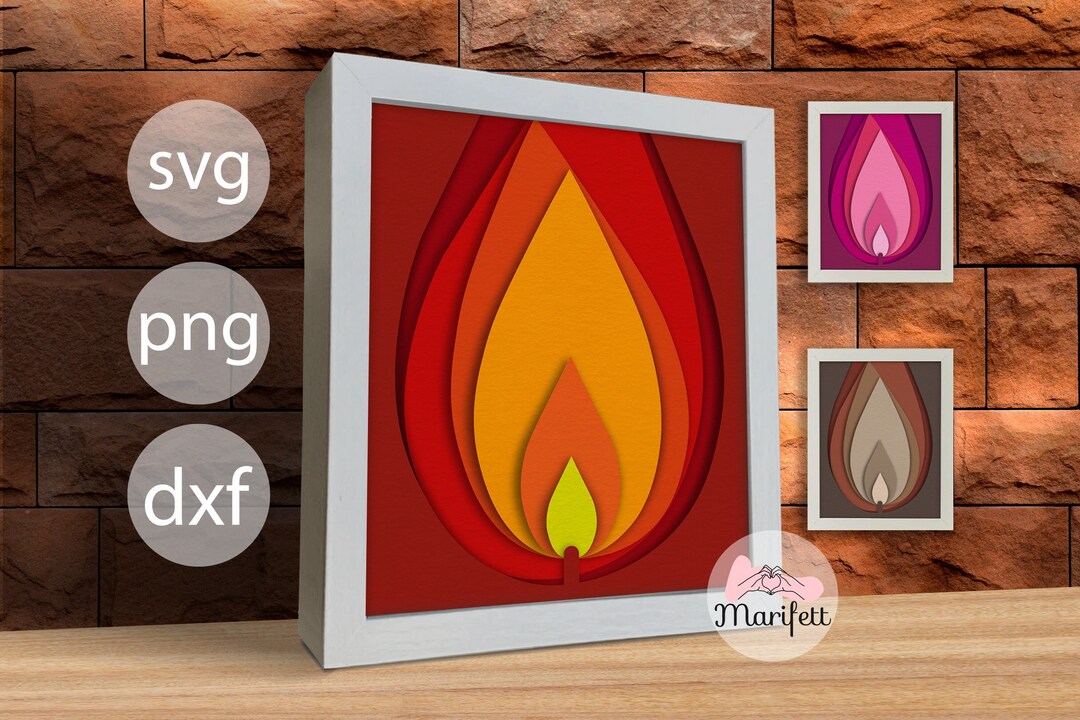 3d Fire Svg, Shadow Box Templates, Paper Cut Files, Cardstock Svg, for ...